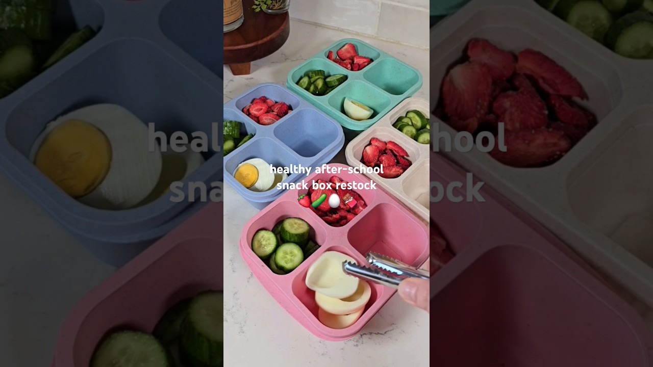 healthy after-school snack boxes restocked!🍓 #snacks #restock #asmr #momlife #dietitian #healthy