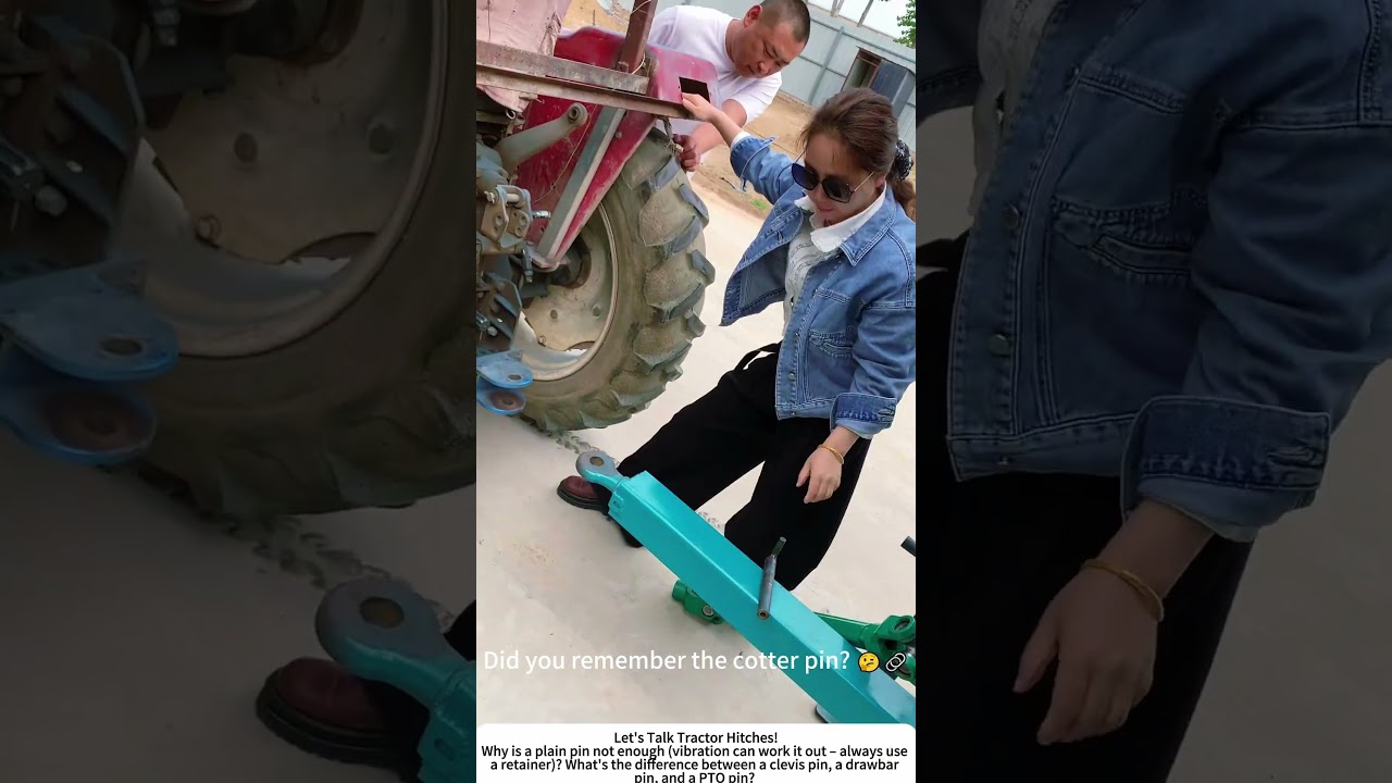Hooking an Implement to a Tractor – Securing with a Steel Pin 🚜🔧