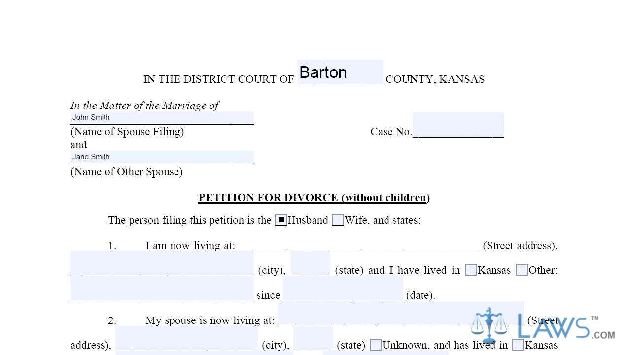 Form Petition for Divorce No Children