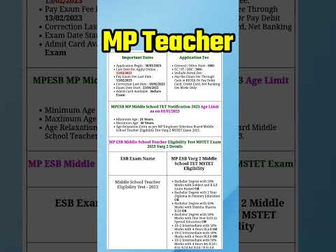 mppeb tet 2023 notification #shorts #viral #latest