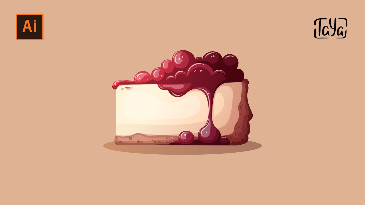 Sweet cheesecake in Adobe Illustrator | Full-length drawing video