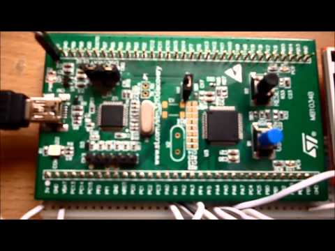 STM32F0 Discovery board with ADXL335 analog accelerometer and ILI9163 128x128 LCD