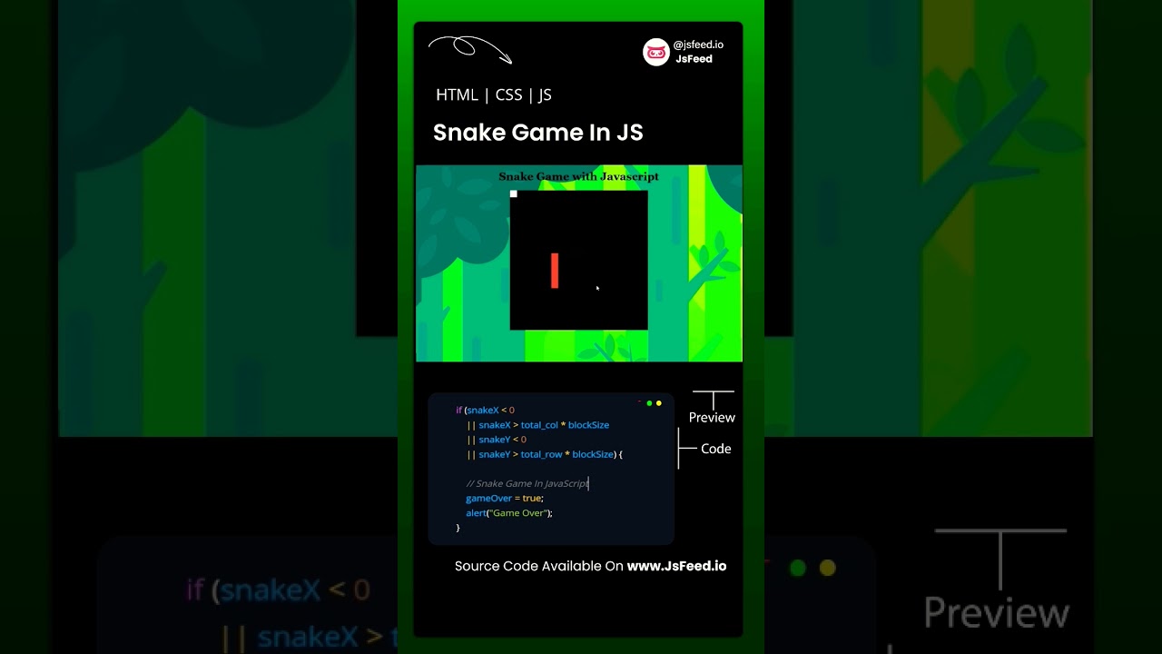 Snake Game In JavaScript | JsFeed | JavaScript , HTML, CSS