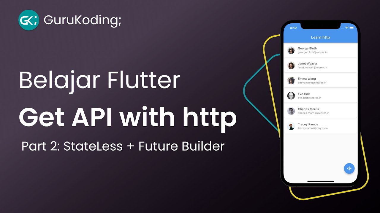Flutter Http Part 2 - Get Api with http and Stateless + Future Builder #flutter #restapi #json #http