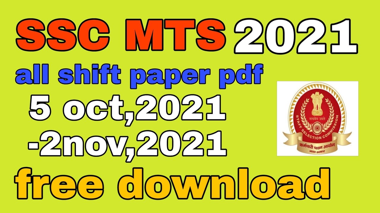 ssc mts 2021 all shift paper pdf | download free | link in description box