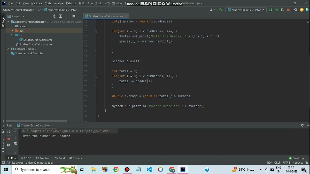 Student Grade Calculator using Java | With GitHub Repo | Source Code | Java Projects | Loops | Array