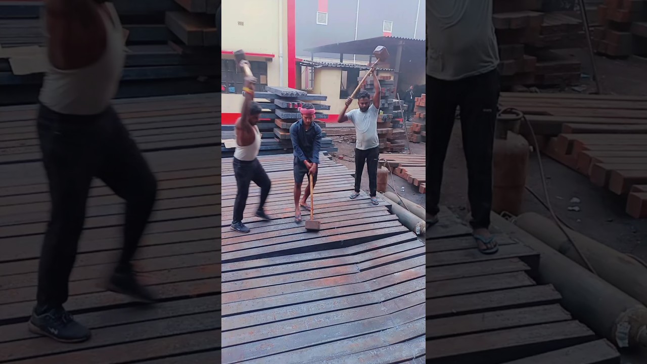 METAL MEETS MIGHT! 30kg Hammer vs Steel Billet - The Battle Rages On! #rollingmill #factorywork