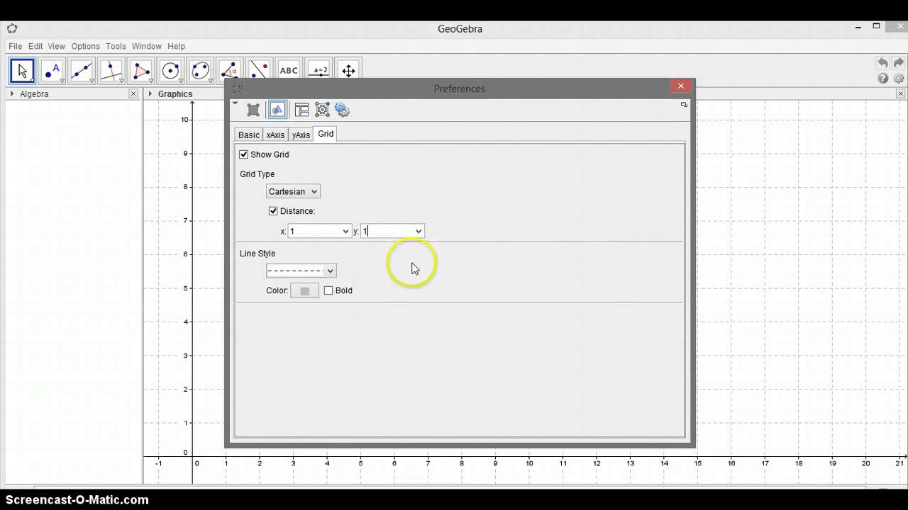 Showing Grid on Geogebra