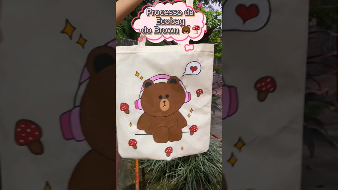 🐻Como pintei a Ecobag do Brown?🥰 #ecobag #pinturaemtecido