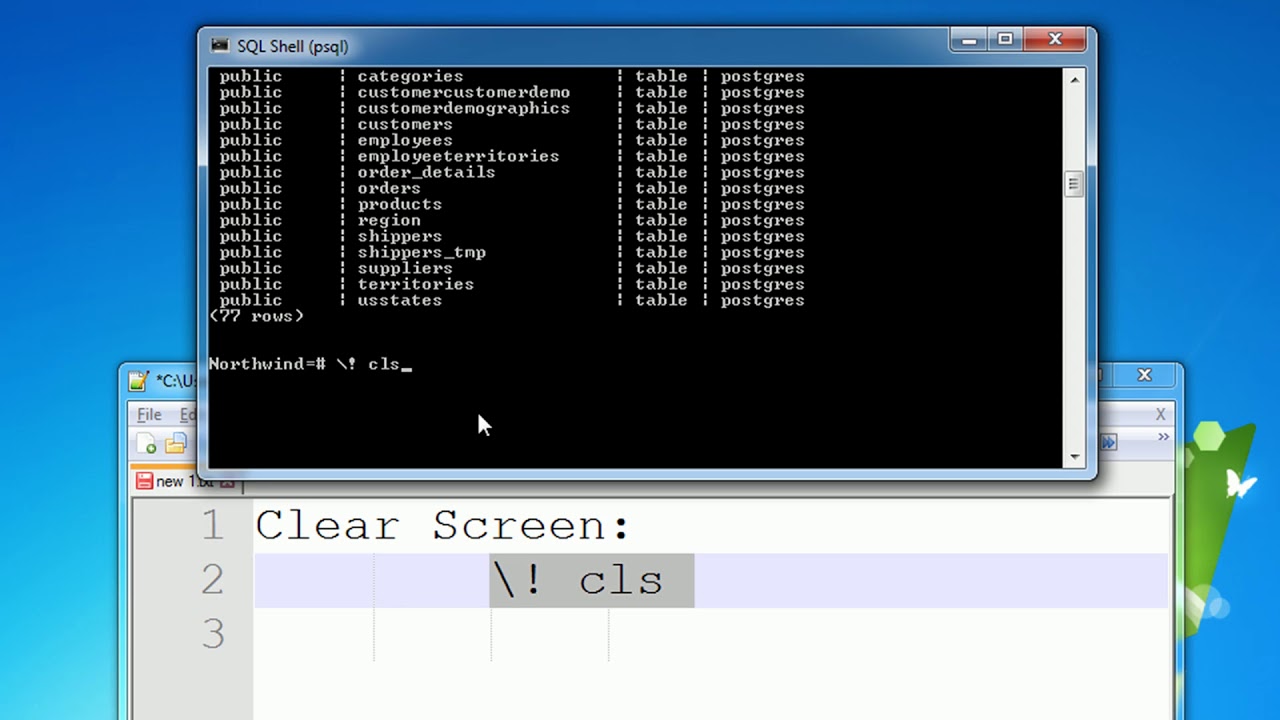 PostgreSQL - SQL Shell - Clear Screen