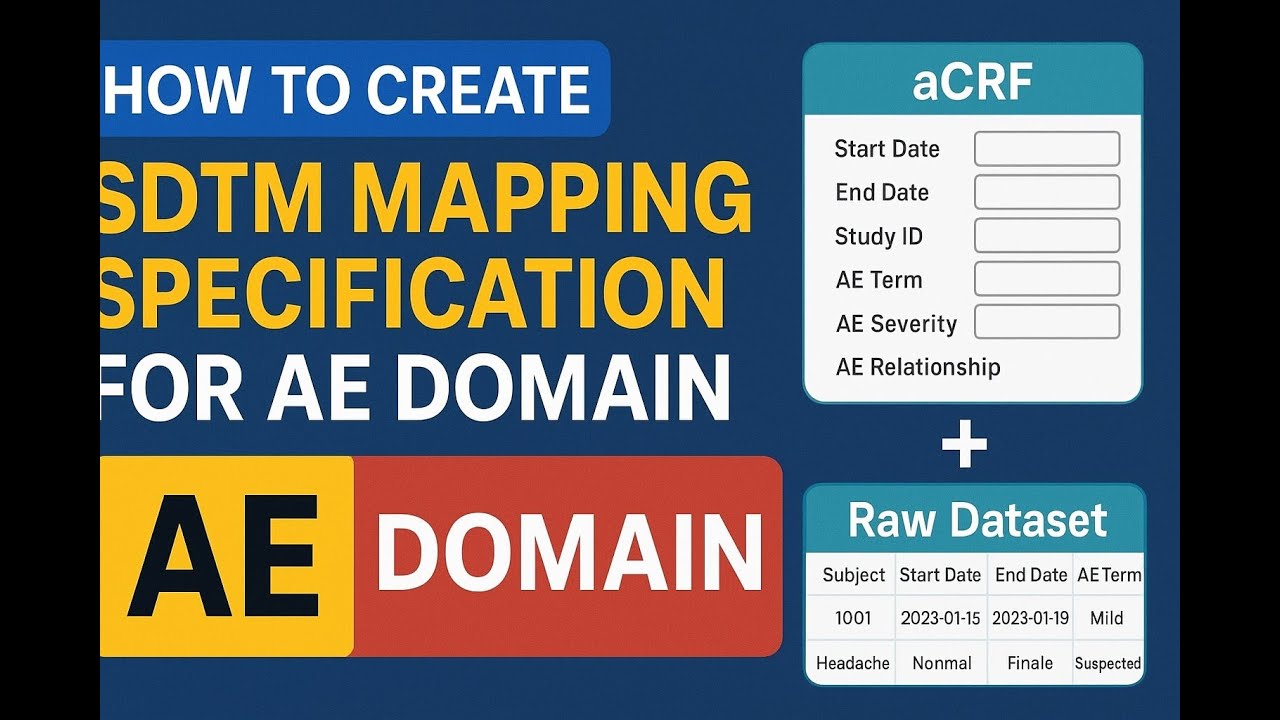 How to Create SDTM Mapping Specification for AE Domain | Step-by-Step Using aCRF & Raw Dataset