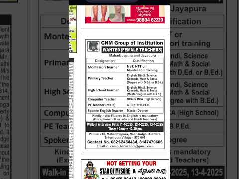 mysore jobs #mysore #jobs #teachersjobs