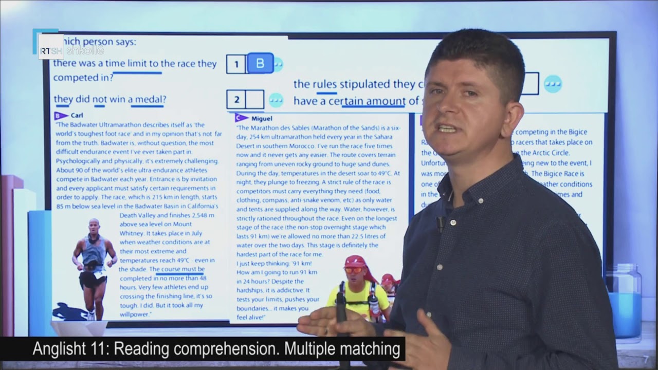 Anglisht 11 - Reading comprehension . Multiple matching.