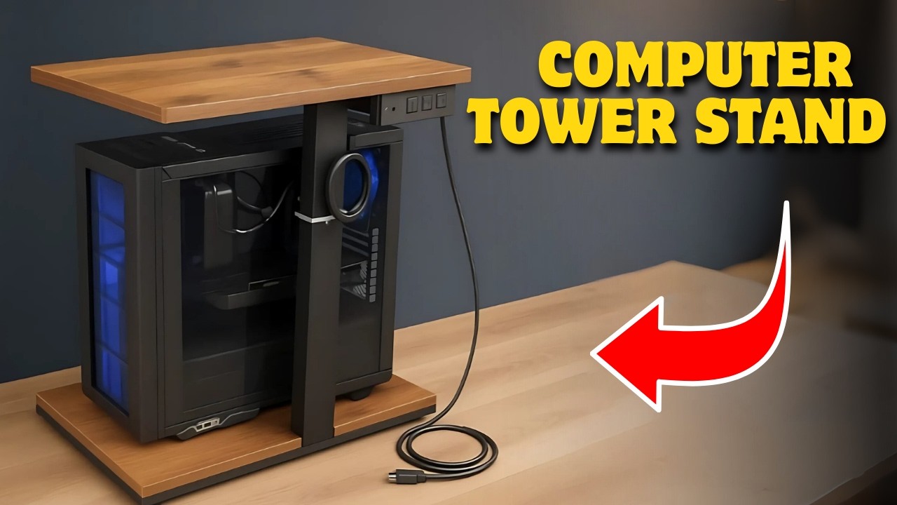 Height Adjustable PC Stand Review | 2-Tier Computer Tower Stand with Wheels & Charging Station