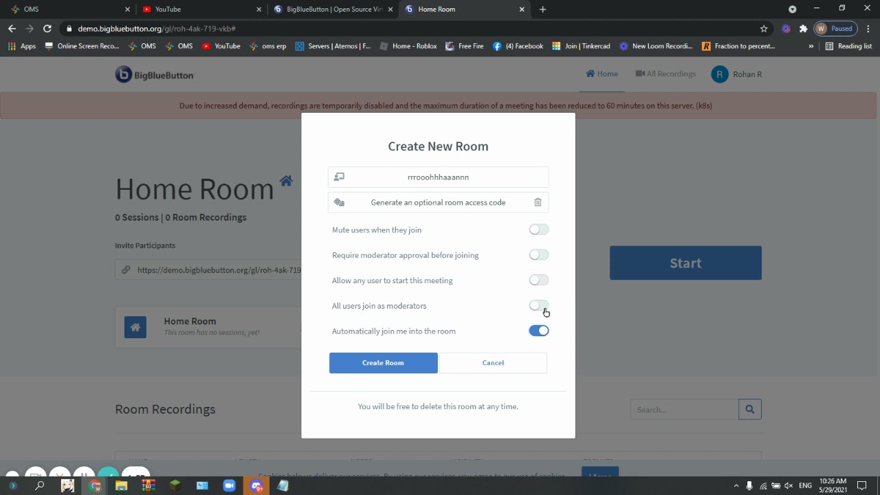 How to make a meeting in Big Blue Button Open Source Virtual Classroom Software.