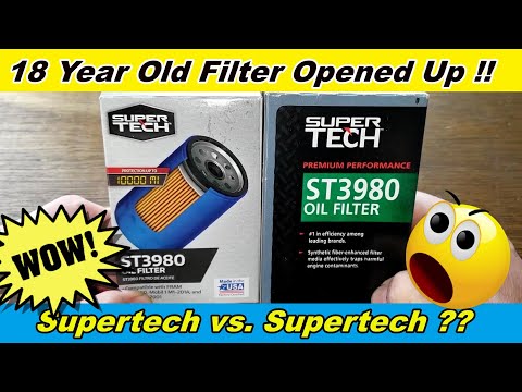 Walmart Supertech Oil Filter ST3980 Cut Open vs. Old Walmart Supertech Oil Filter ST3980 Cut Open