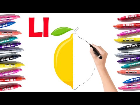 Coloring lamp , lemon, ladybug ,leaf | Words Start With l | how to draw line tracing l for leaf