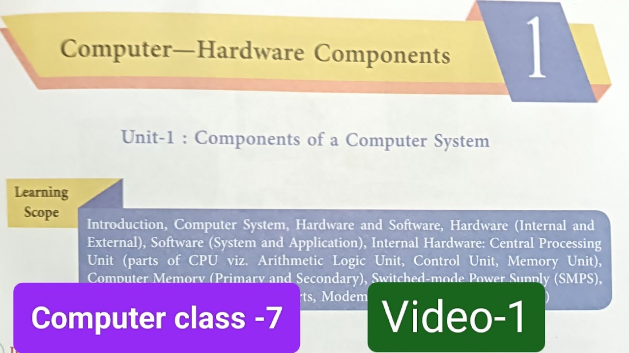 Computer Hardware components || Class 7 computer