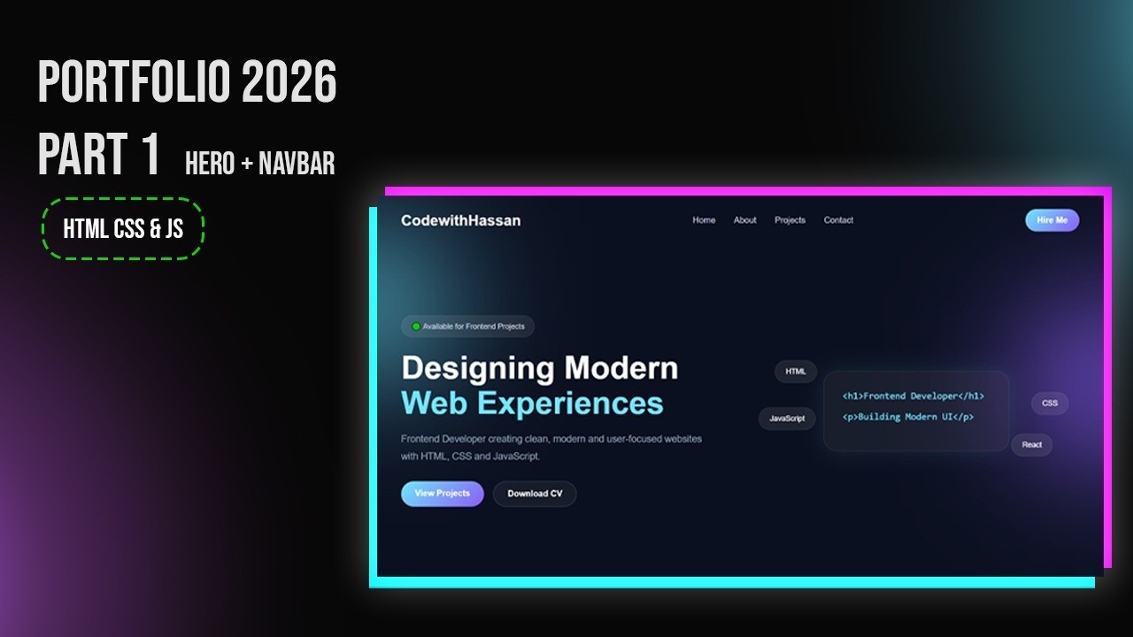 Build AI Inspired Portfolio Website Part 1 🚀 | Navbar + Hero Section | Portfolio 2026