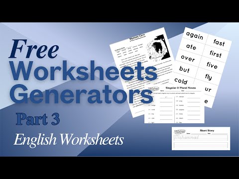 Create Free English Worksheets Instantly | Part 3: English #EnglishWorksheets #WorksheetGenerator