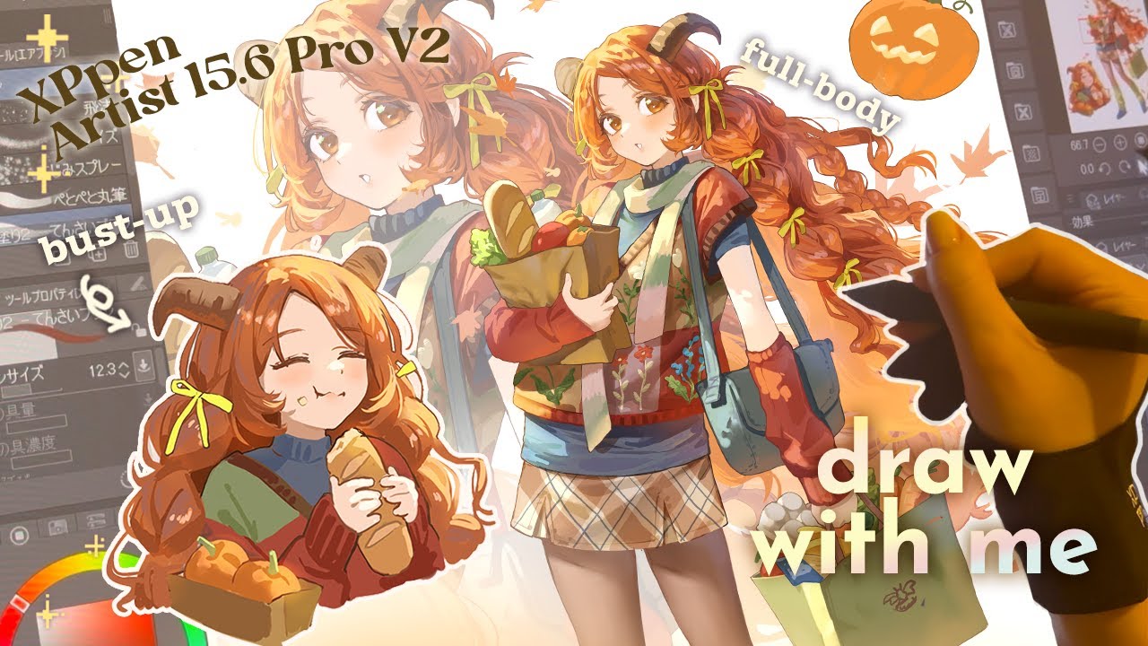 Unboxing & Draw with me 🎃 character design | drawing ASMR 🎃 ft. XPpen Artist 15.6 Pro V2 🍁