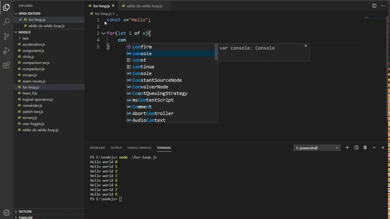 Node.js for Absolute beginners in Sinhala -10 for loop, while loop and do while loop (JavaScript)