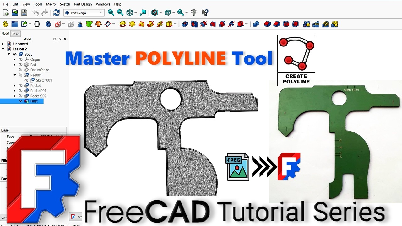 FreeCAD Reverse Engineering | Create 3D Model from image | Trace picture | Convert Image to 3D part