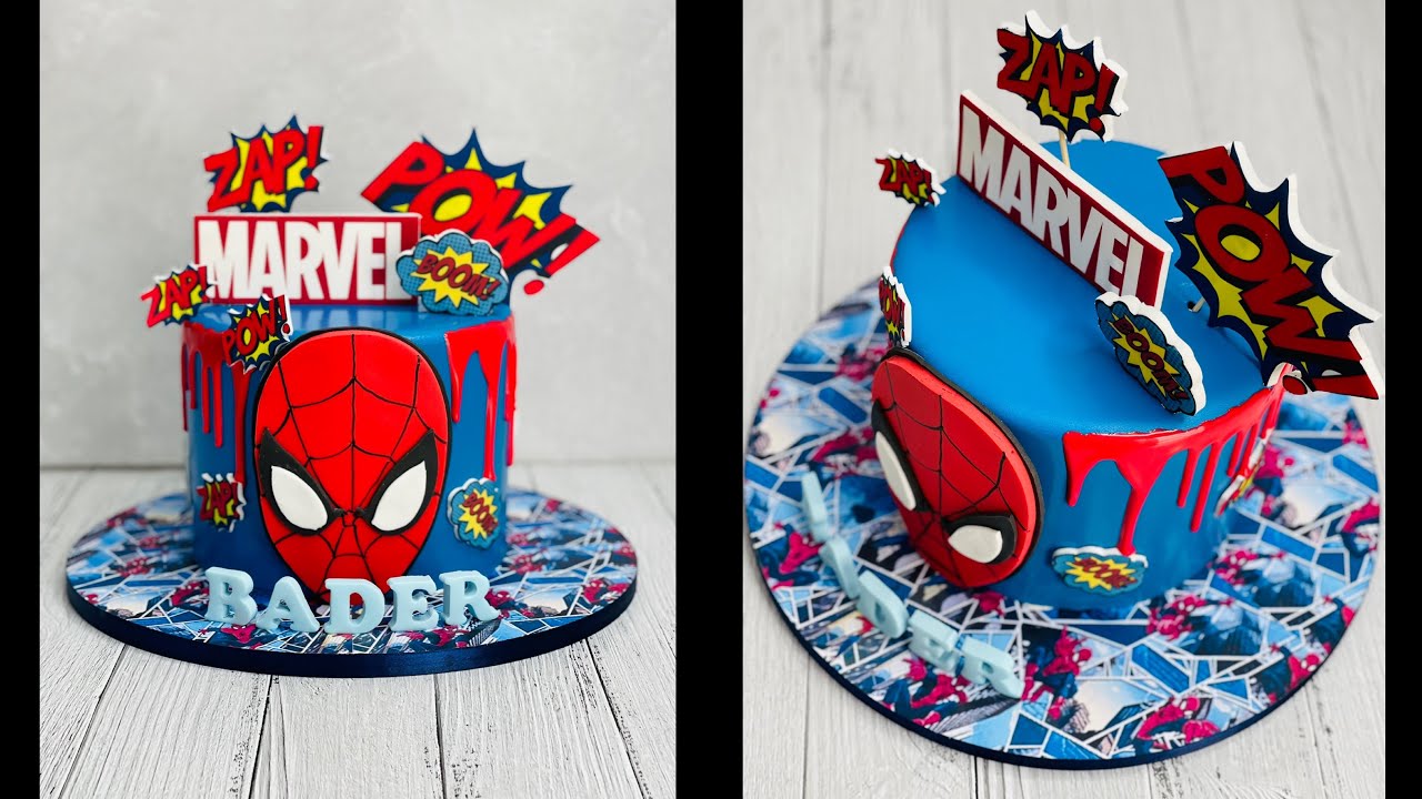 SpiderMan Drip Cake