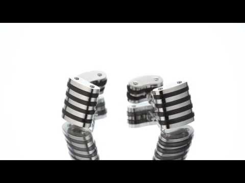 Unique Black Stripe Polished Titanium Chain Style Cufflinks SC1056 by Peora Jewelry