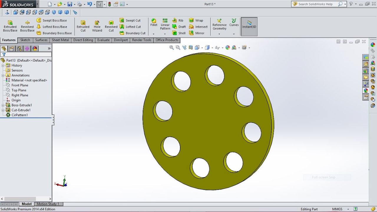 SolidWorks Tutorial Circular Pattern