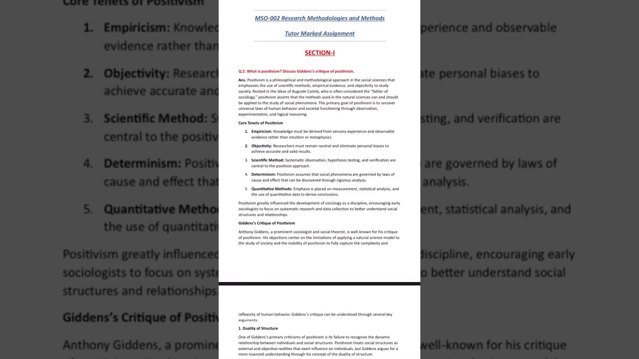 MSO 002 SOLVED ASSIGNMENT in English | Jul 2024 and Jan 2025 | #ignou #ignoumso #ignousociology #yt