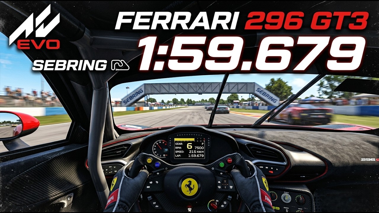 [AC EVO] Ferrari 296 GT3 @ Sebring - 1:59.679 Onboard POV