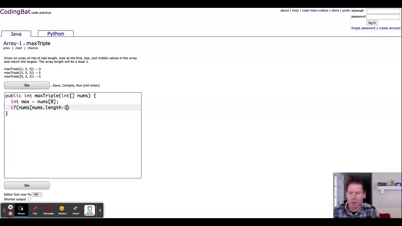 CodingBat Java Array-1 maxTriple