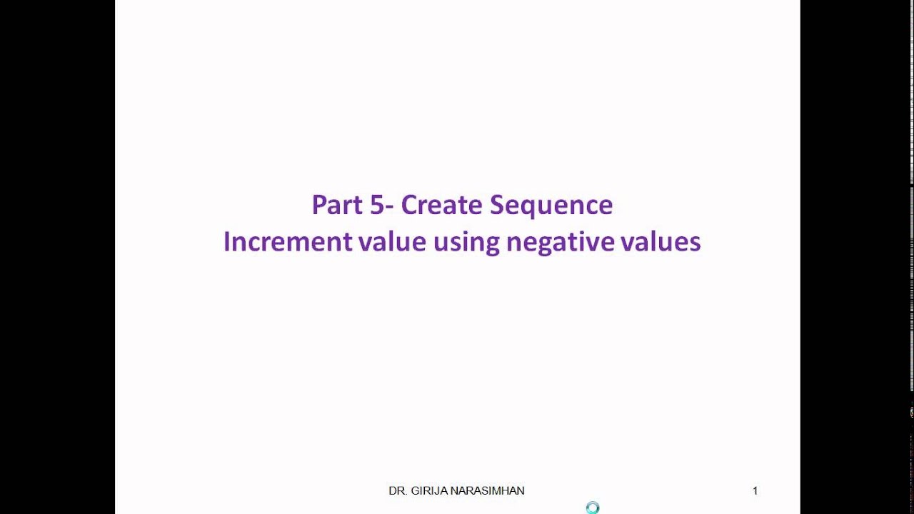 part 5 create sequence increment  ve value