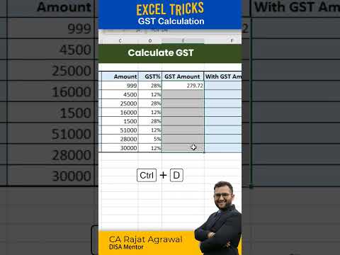 #excel 26 - GST Calculation | easy way to with or without GST calculation #Shorts