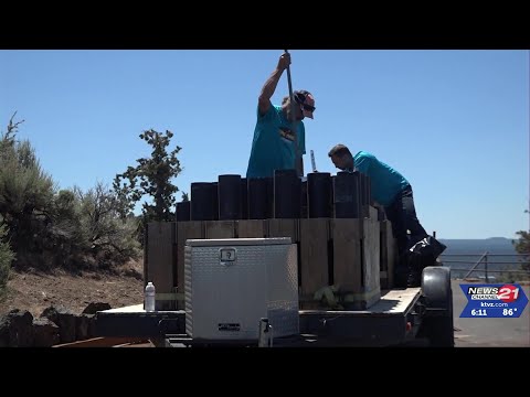 People set up ay Pilot Butte for fireworks show