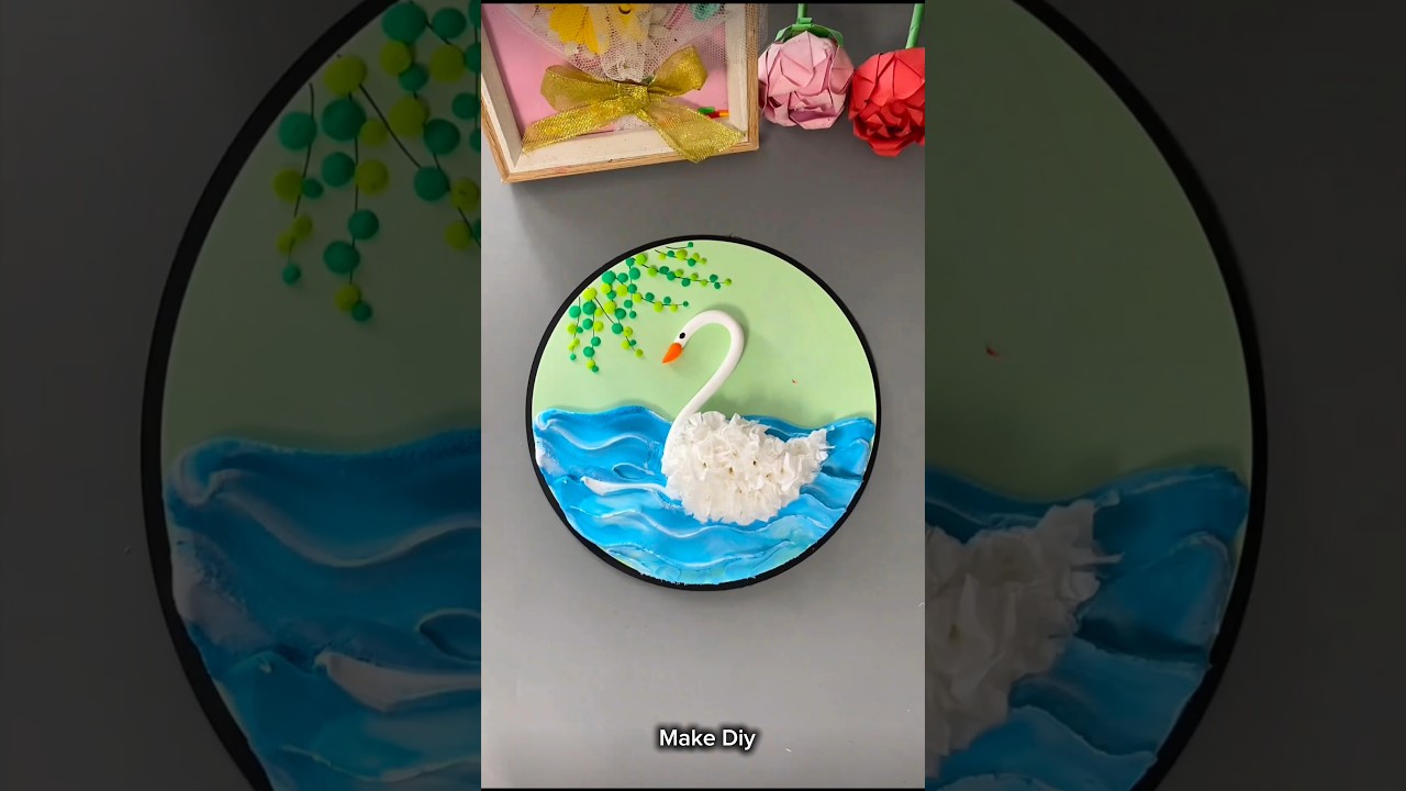 How to Make Swan Clay Art 🦢 | DIY Marble Texture Clay Craft | Easy Swan Sculpture Tutorial #shorts