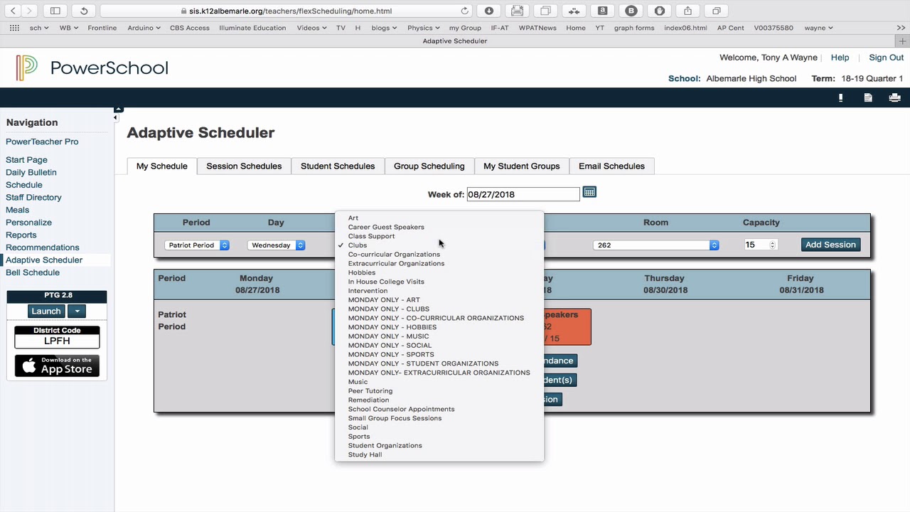 Adaptive Scheduler: Creating a session