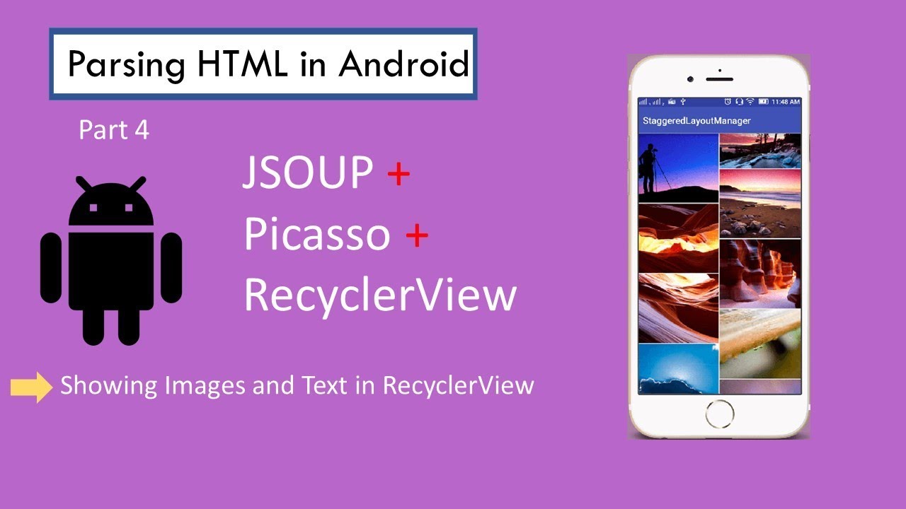 Parsing HTML in Android using Jsoup | Showing images and Text in Recyclerview | Part 4