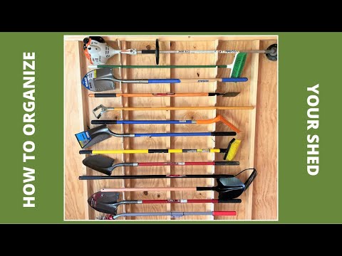 Shed Organization Ideas: Universal Garden Tool Organizer | Get max storage in small spaces.