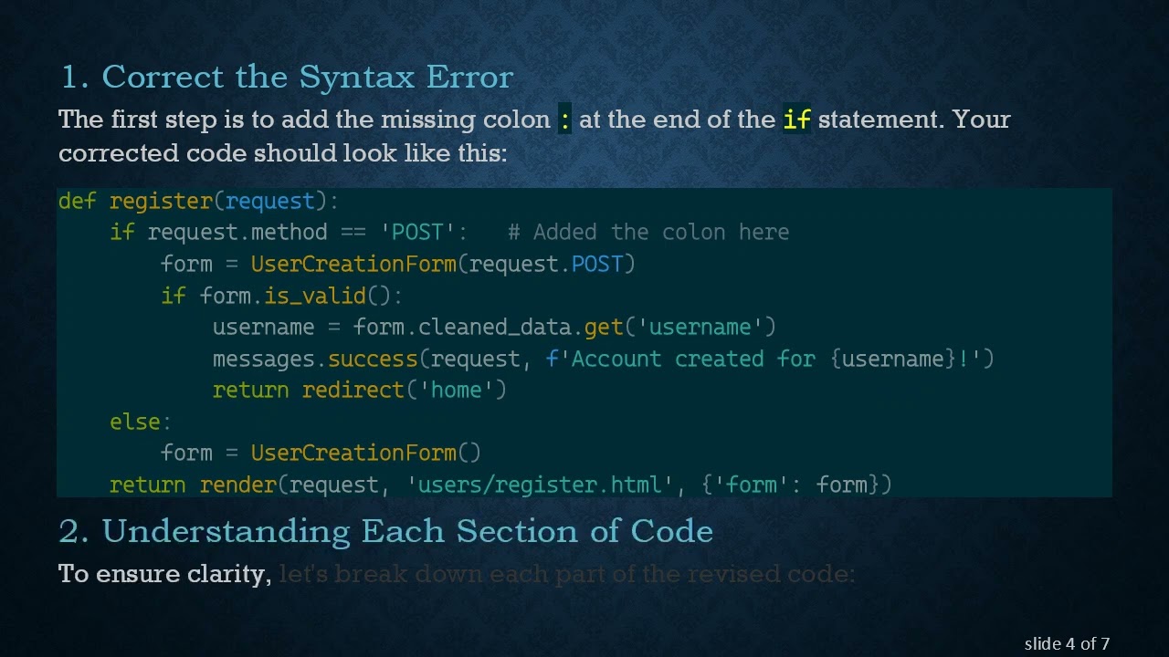 How to Fix Invalid Syntax Error in Django's views.py