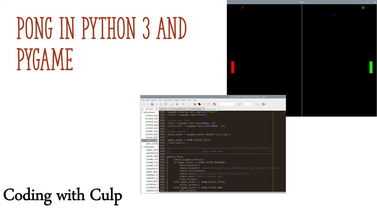 Classic Pong game in Python and Pygame