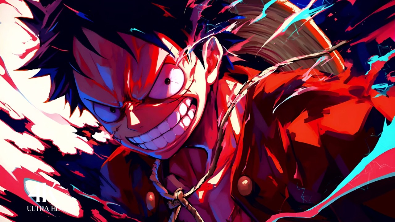 Luffy Intense Grin Red Aura 4K Live Wallpaper | One Piece