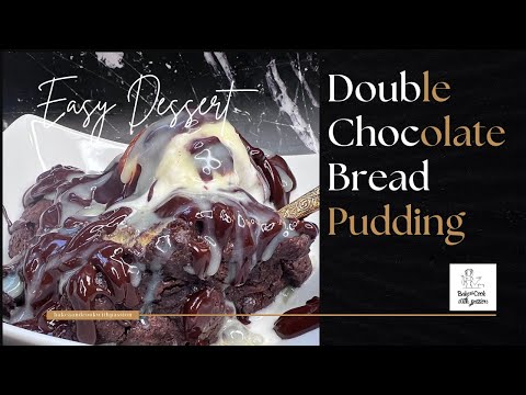 Double Chocolate Bread Pudding! An easy decadent dessert! Can be made the day before serving!