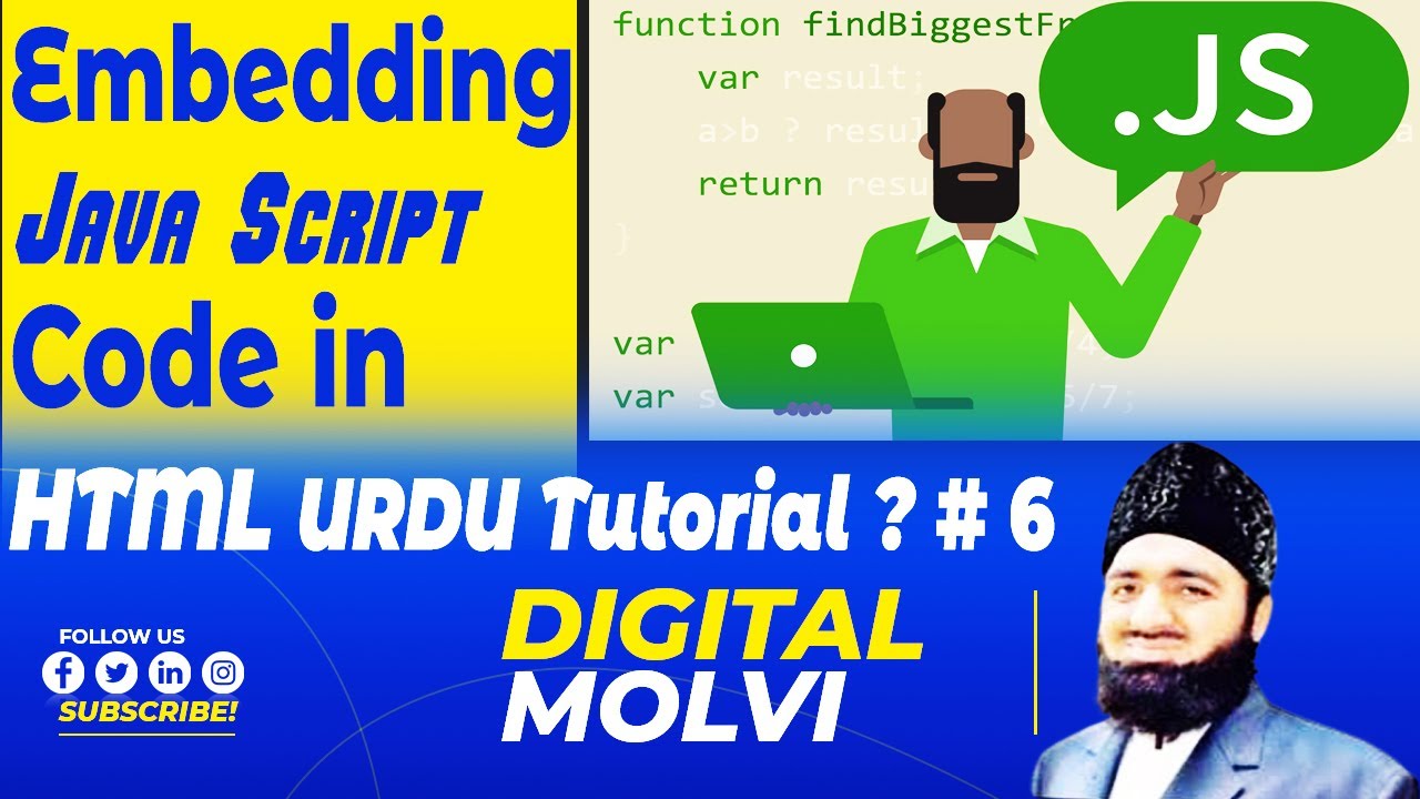 JavaScript Tutorial for Beginners: Learn JavaScript in Urdu /Hindi | Embedding JavaScript in HTML