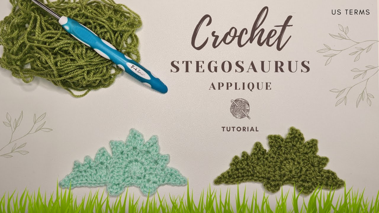 Easy crochet dinosaur Stegosaurus applique || How to || Tutorial