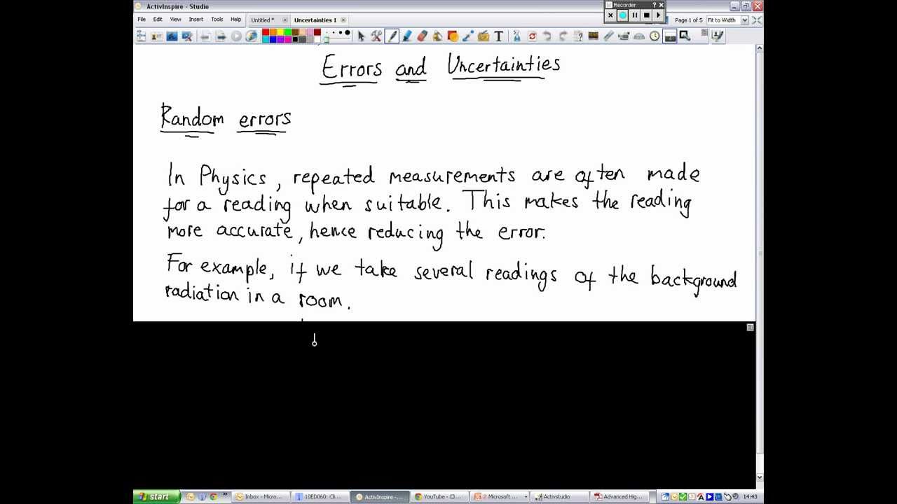 Errors and Uncertainties 1
