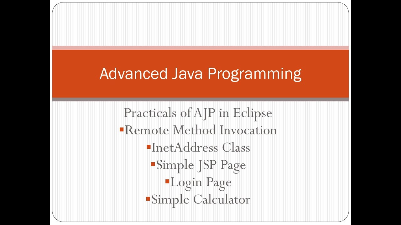 Advanced Java Programming SPPU Practicals