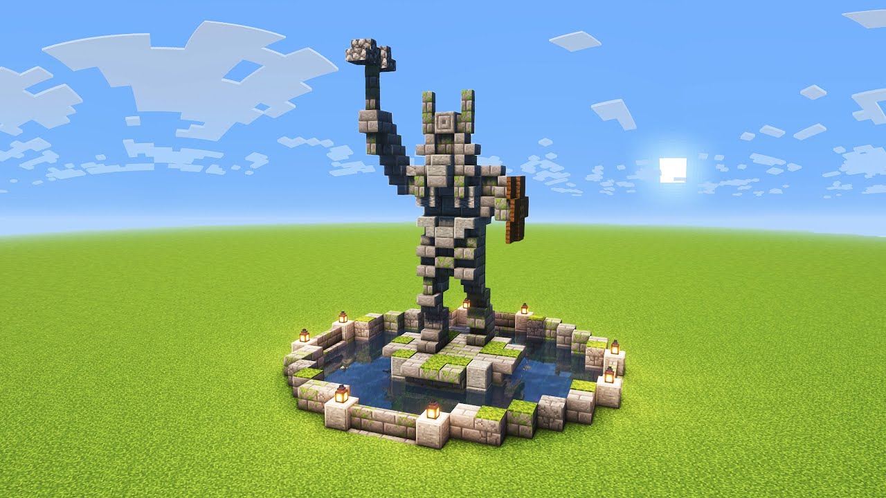 Minecraft Knight Statue Tutorial 1.20 - How to Build a Knight Statue in ...