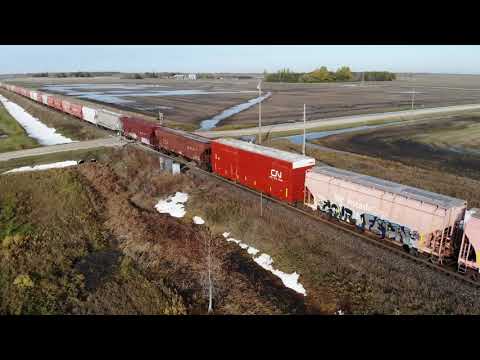 Drone Video: CN 8903 West with a Distributed Braking Boxcar
